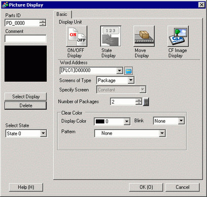 9.6.2.1 State Display - Basic Settings (Selecting a Package)
