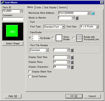 20.12.3.1 Text Alarm Part - Basic Settings